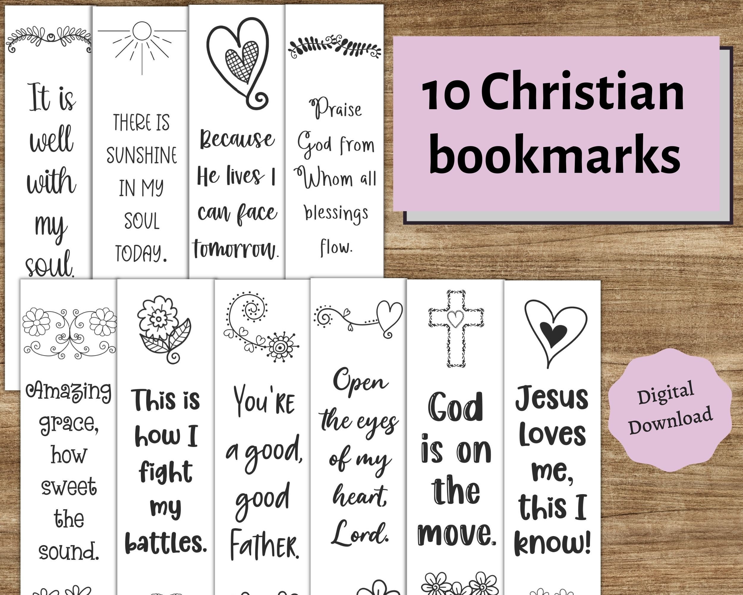 Printable Bookmarks Bible Bookmarks Coloring Bookmarks Bookmark Set ...