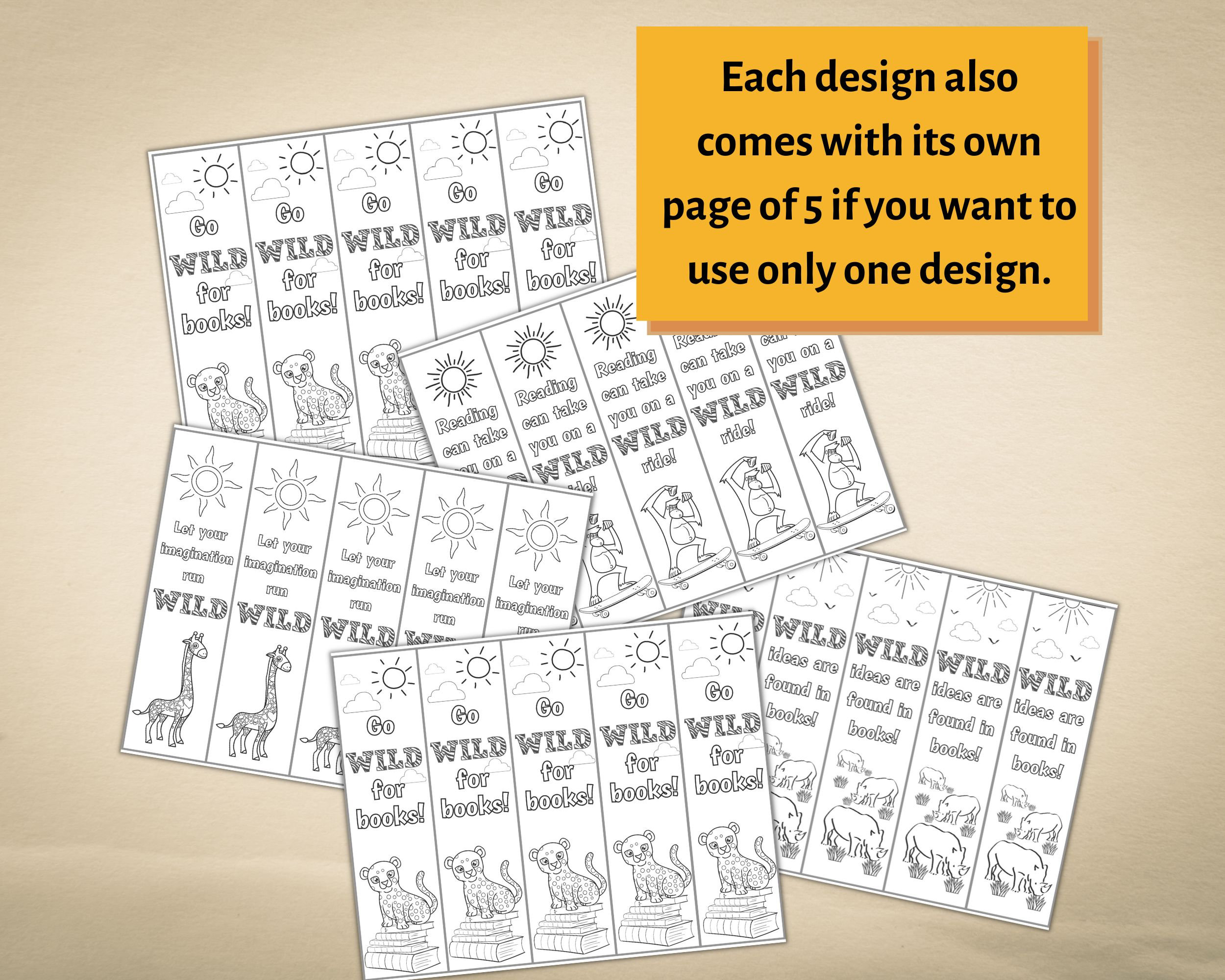 Safari Animal Coloring Bookmarks for Kids (digital Download) - Etsy