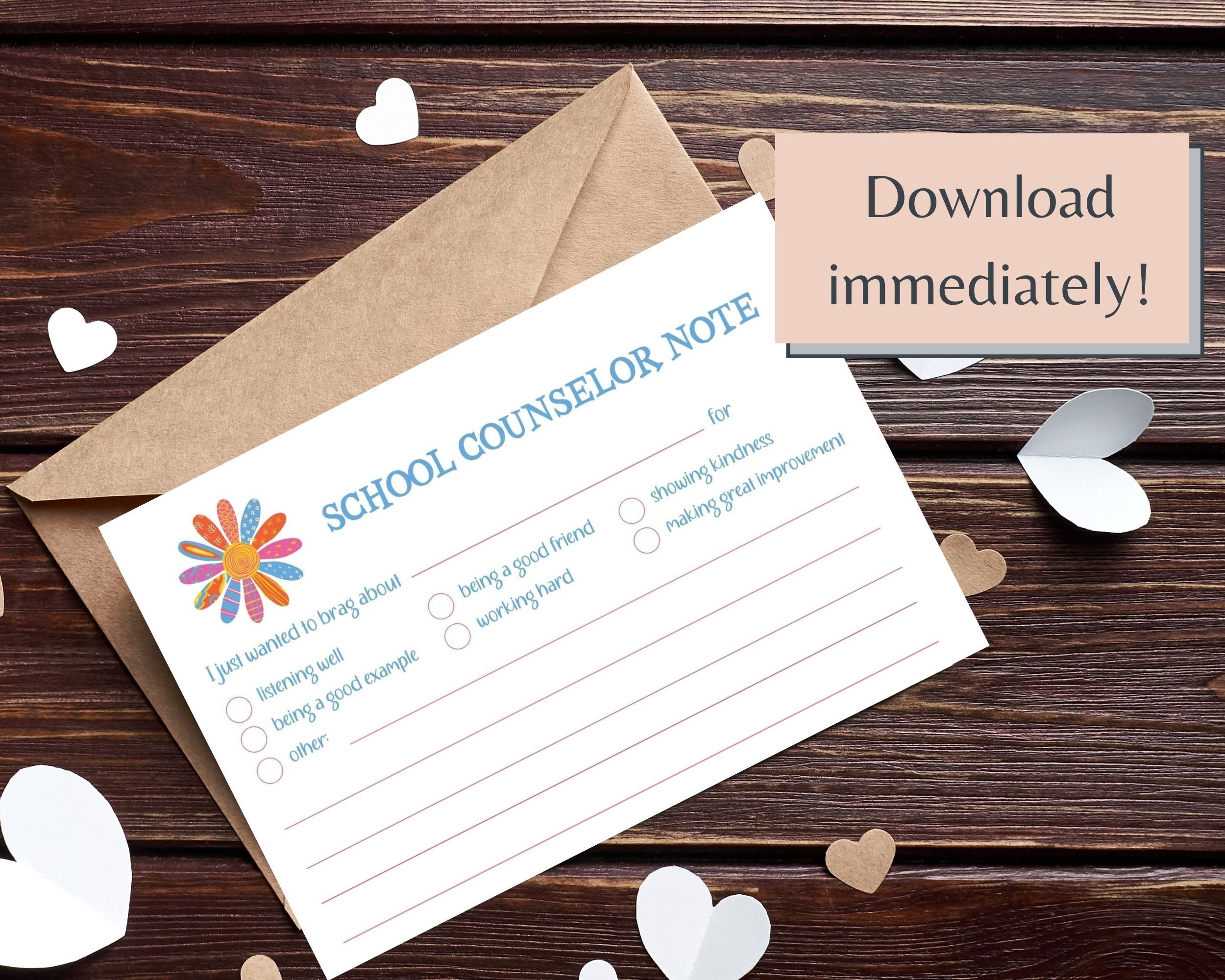 School Counselor Office Note Printable Daisy School - Etsy