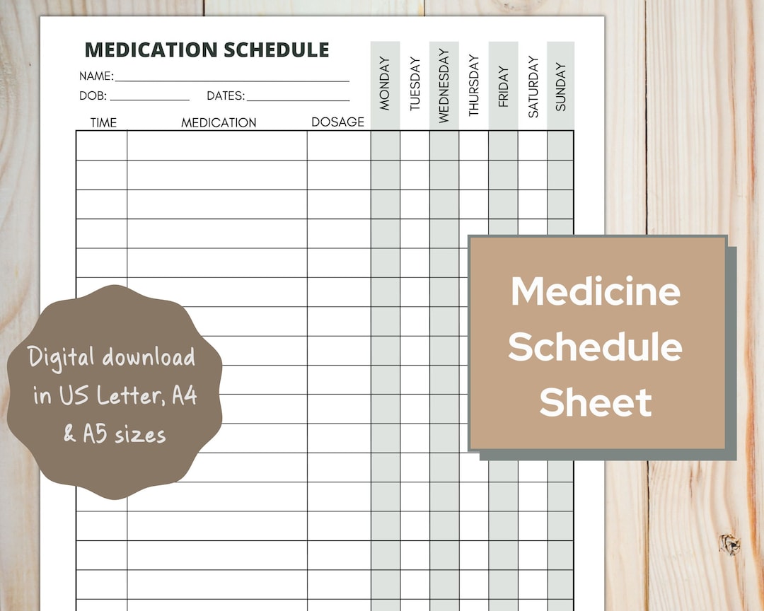 Medication Schedule Printable | | Medication Tracker | Health Records ...