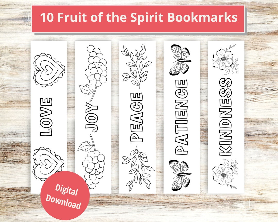 Fruit of the Spirit Bookmarks: Bible Verse Coloring Set (PDF) - Etsy