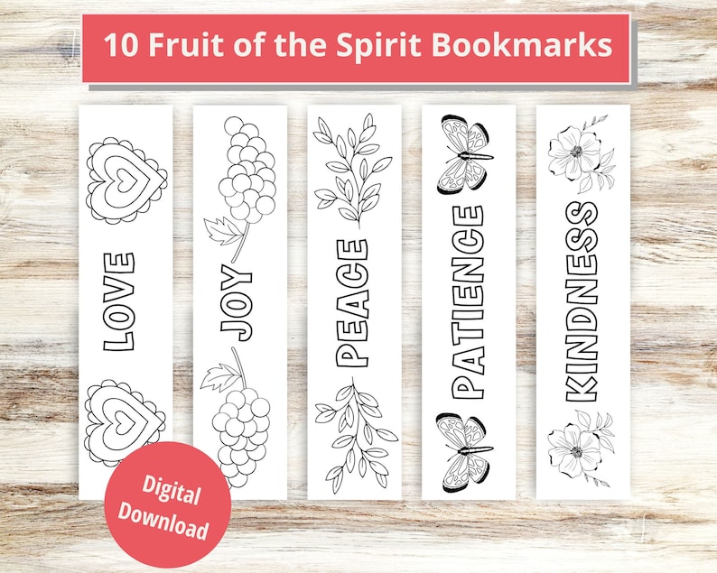 Printable Fruit of the Spirit Bookmarks, Bible Bookmark, Bookmark Set ...