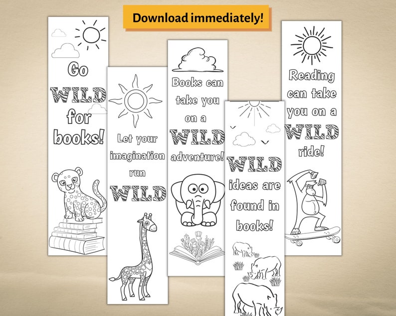 Printable Coloring Bookmarks for Kids Safari Bookmarks Printable ...