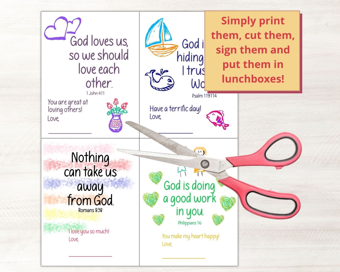 Christian Lunchbox Notes Printable | Personalized Lunchbox Notes for ...