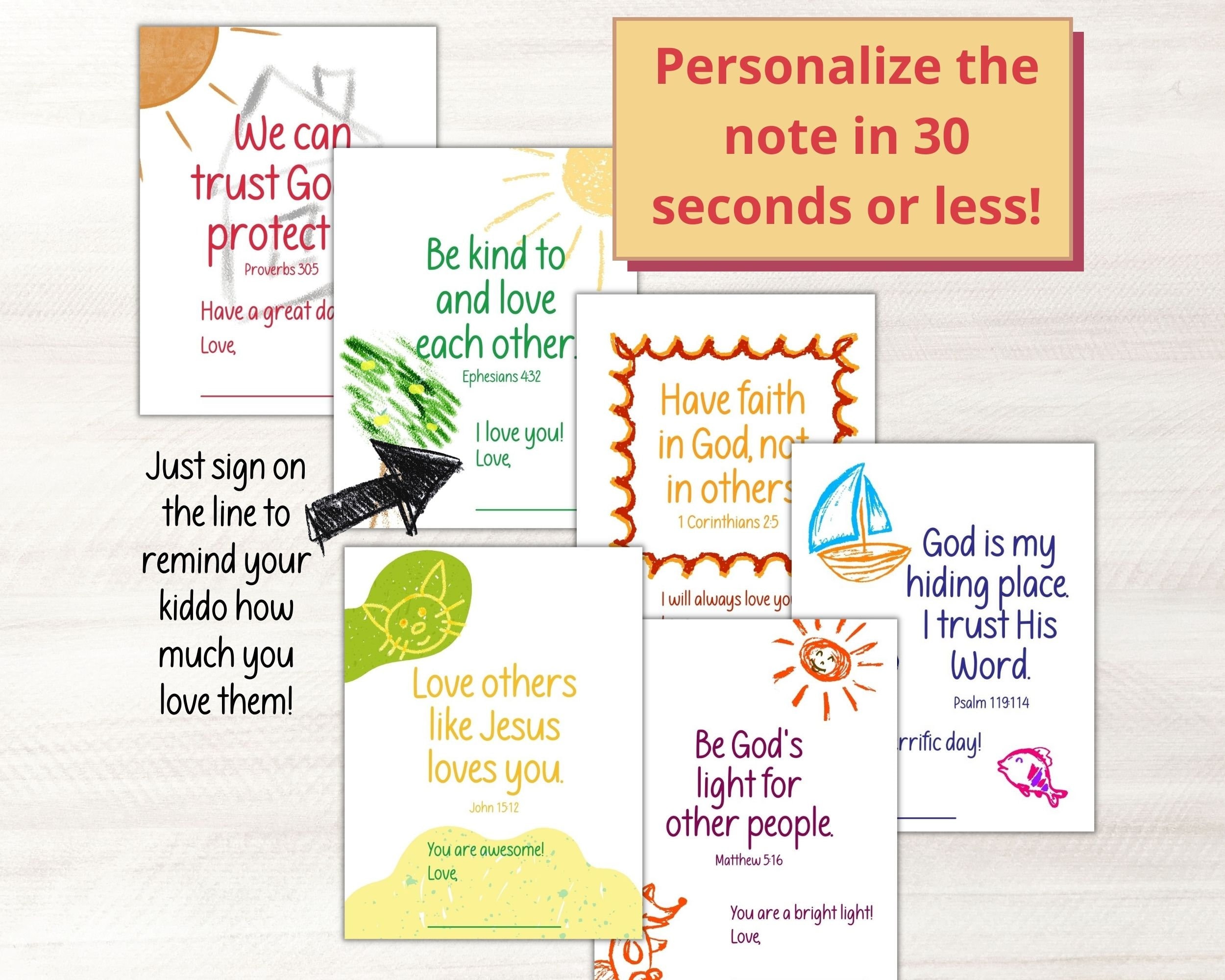Christian Lunchbox Notes Printable | Personalized Lunchbox Notes for ...