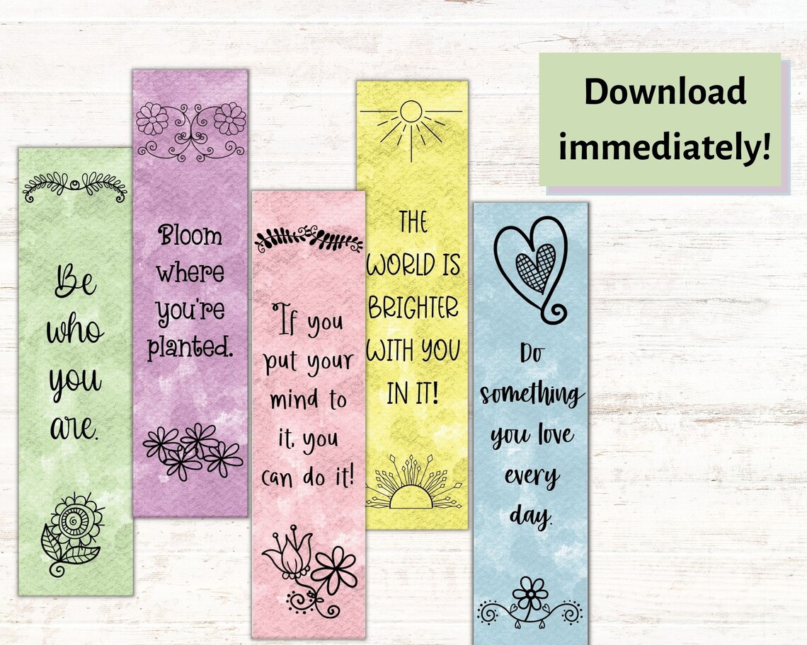 Printable Bookmarks Bookmarks for Women Digital Bookmarks Bookmark Set ...