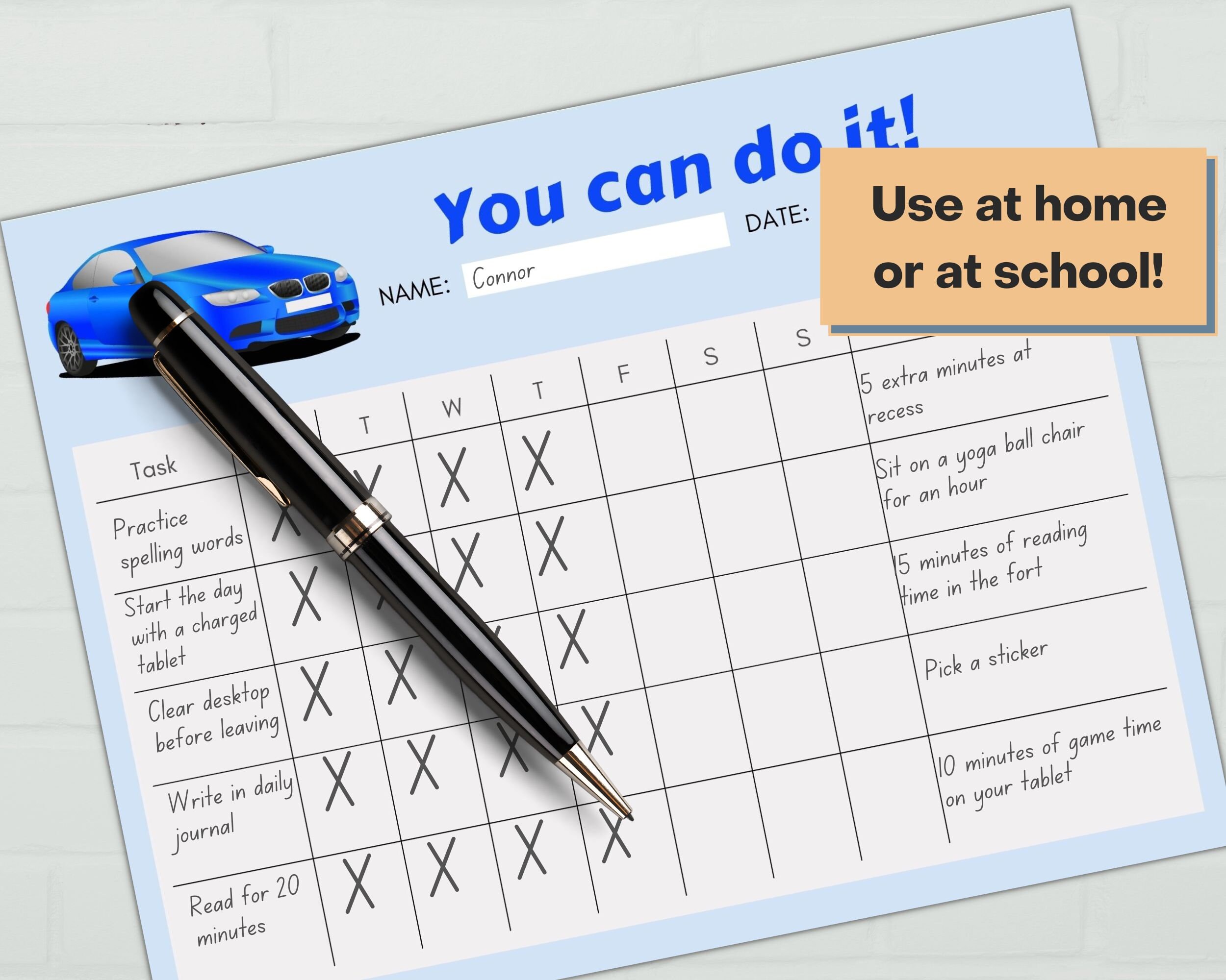 Reward Chart for Children Printable, Racing Behavior Chart, Daily Chore ...