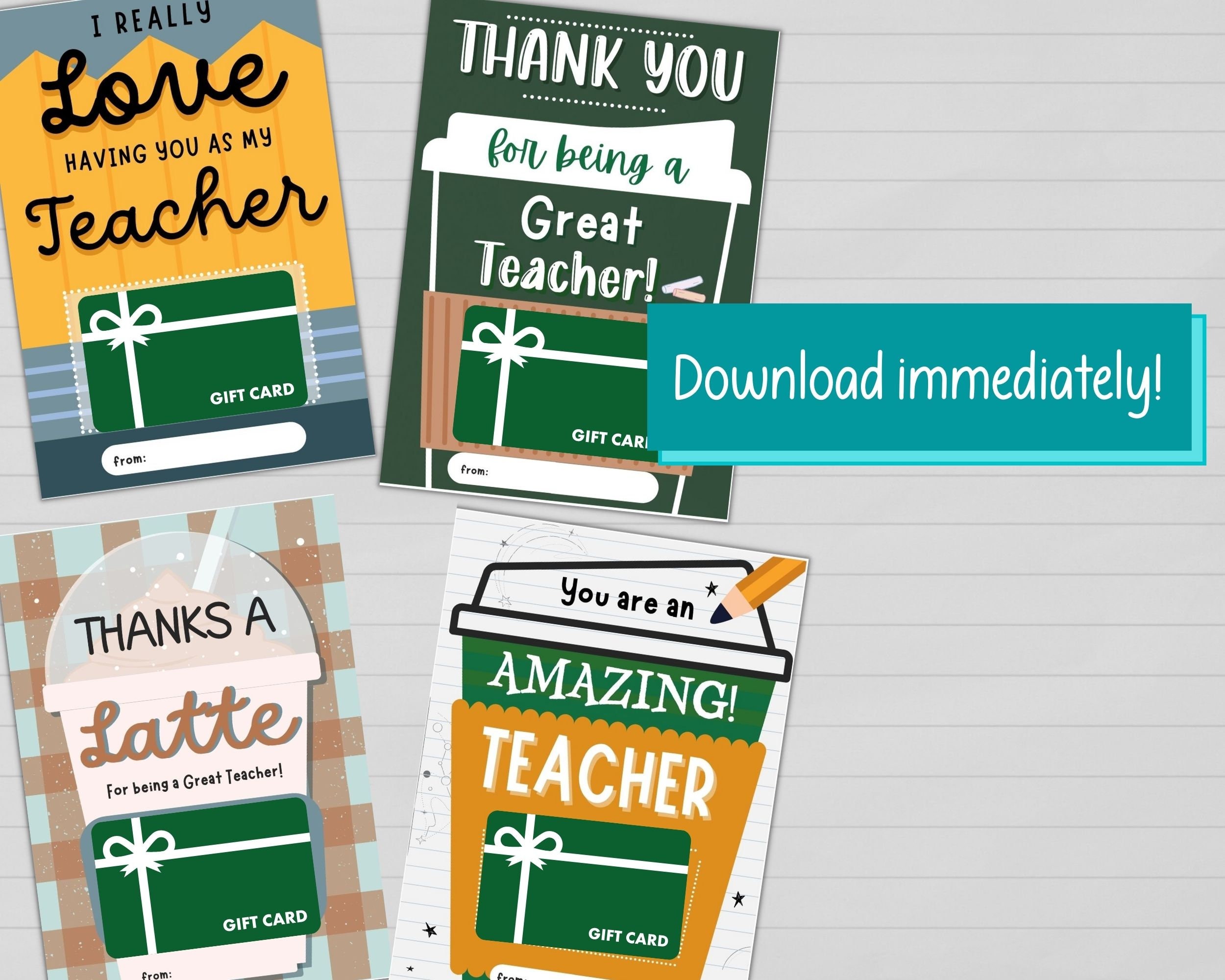Teacher Appreciation Gift Card Holder Printable End of Year Teacher ...