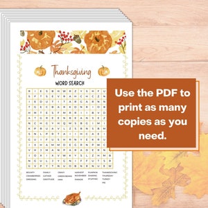 Thanksgiving Word Search Printable | Thanksgiving Games | Thanksgiving ...