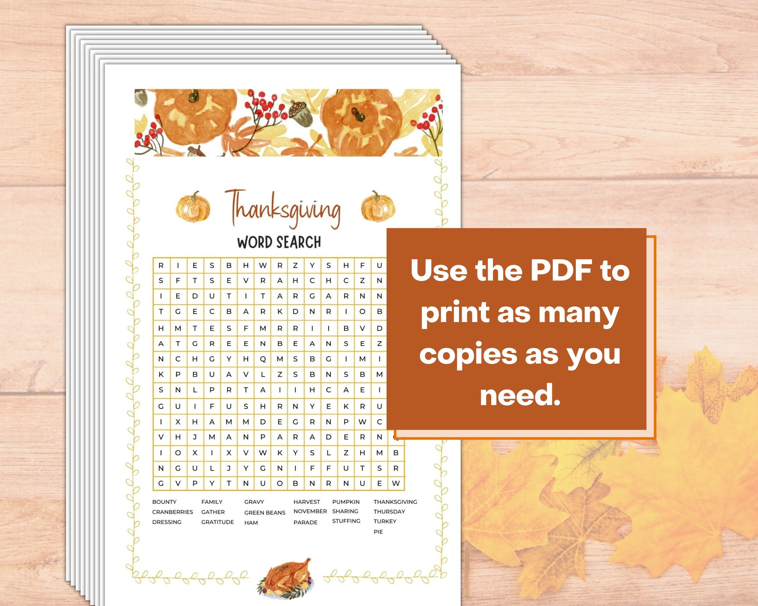 Thanksgiving Word Search Printable | Thanksgiving Games | Thanksgiving ...