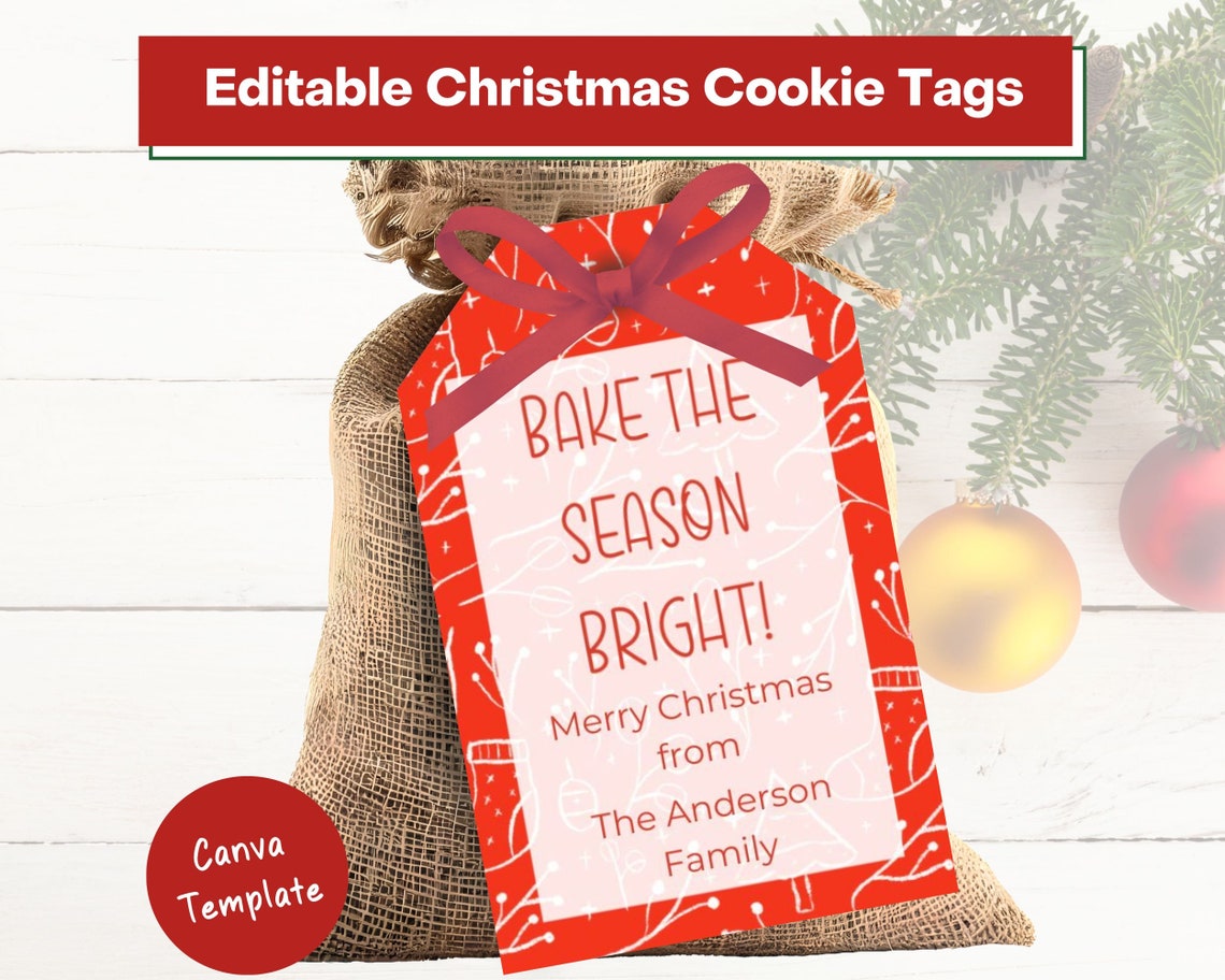 Christmas Treat Tag, Christmas Cookie Tag, Holiday Gift Tag, Christmas ...