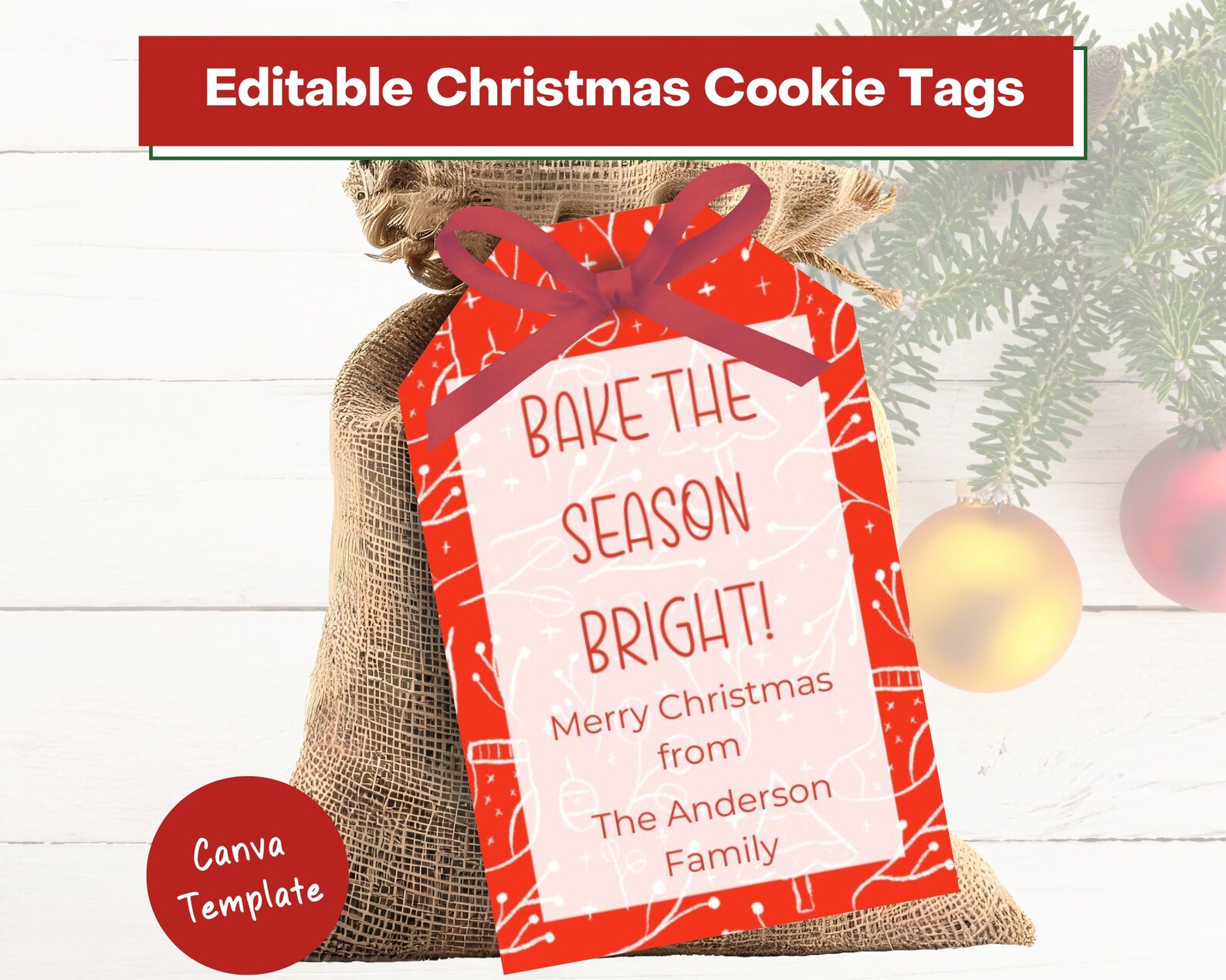 Christmas Treat Tag, Christmas Cookie Tag, Holiday Gift Tag, Christmas ...