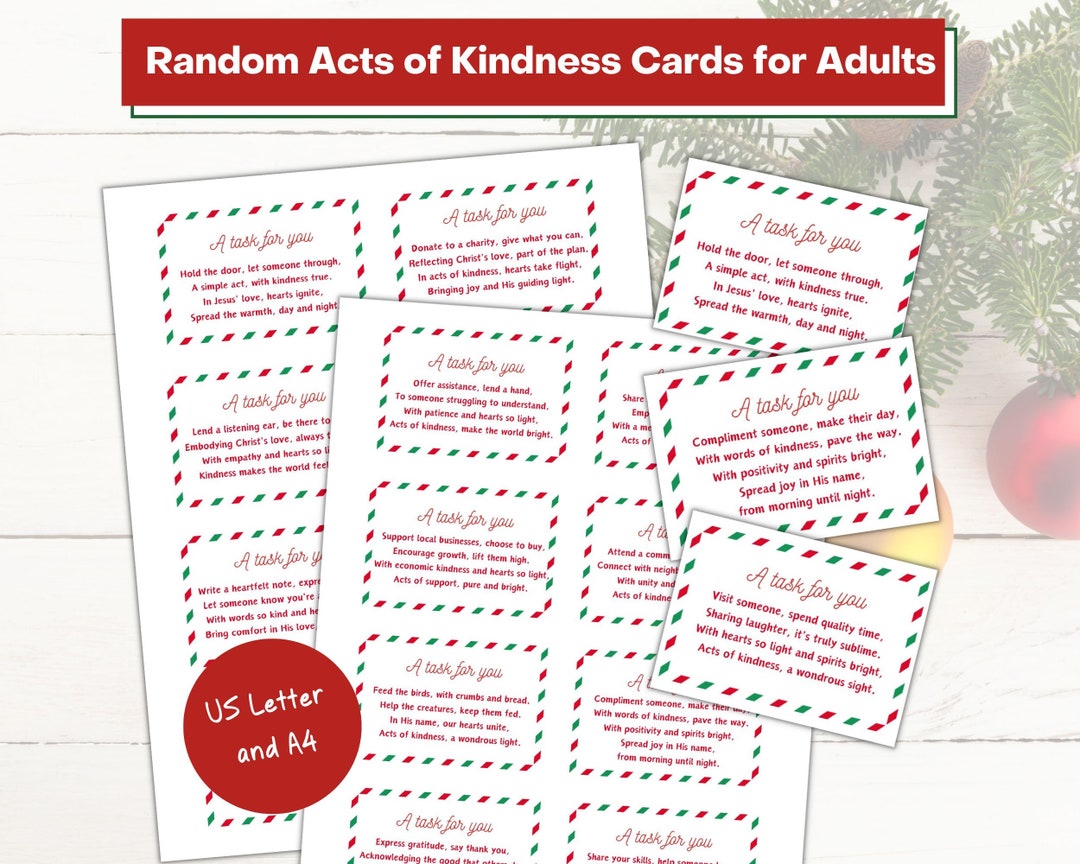 Christmas Kindness Cards for Adults: Random Acts of Kindness (PDF) - Etsy