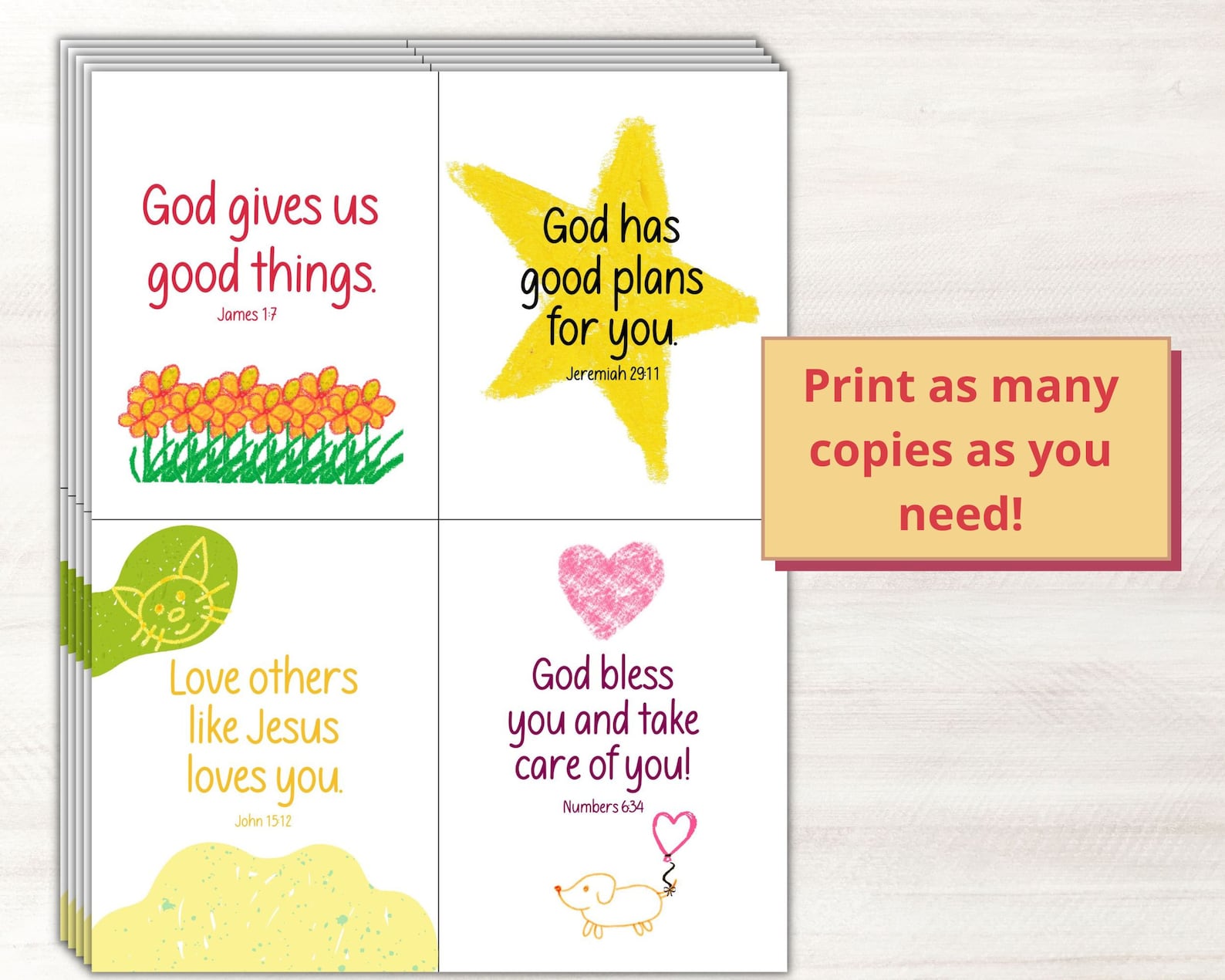 Scripture Cards for Kids Printable, Bible Verses Cards for Children ...