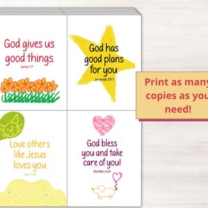 Scripture Cards for Kids Printable, Bible Verses Cards for Children ...