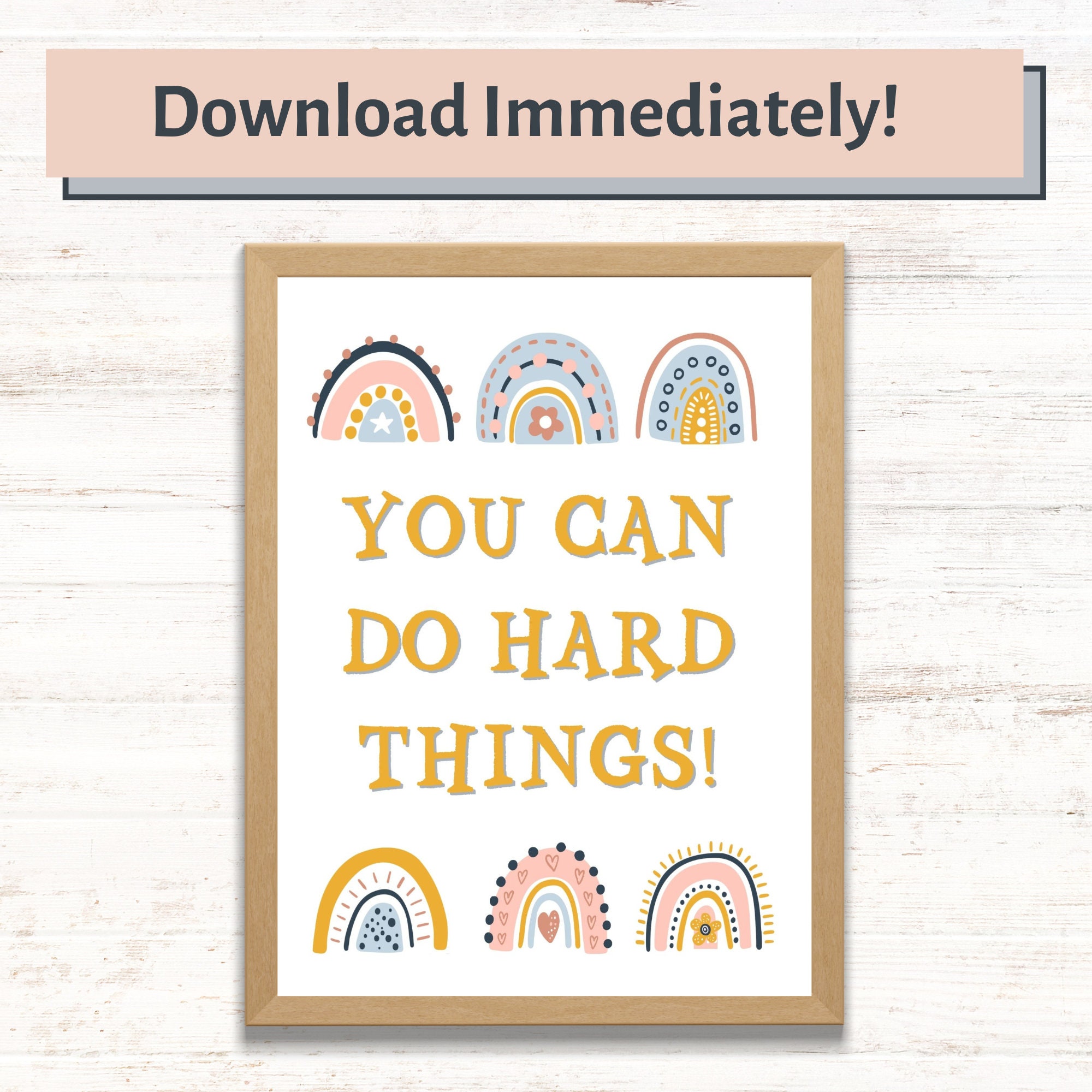 You Can Do Hard Things Poster Printable, Teacher Décor Poster, Boho Rainbow Classroom Decor ...