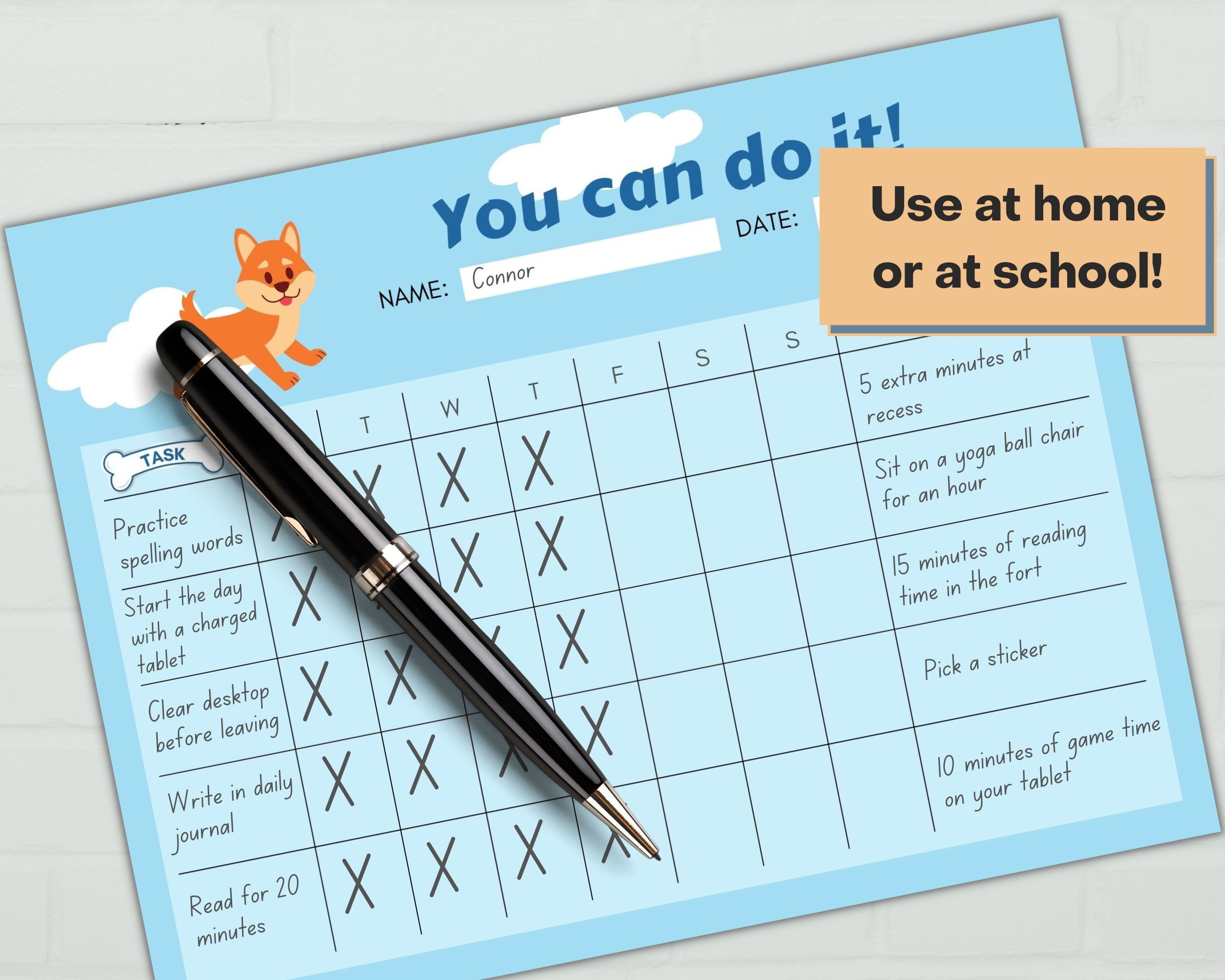 Dog Reward Chart for Children Printable, Behavior Chart, Daily Chore ...