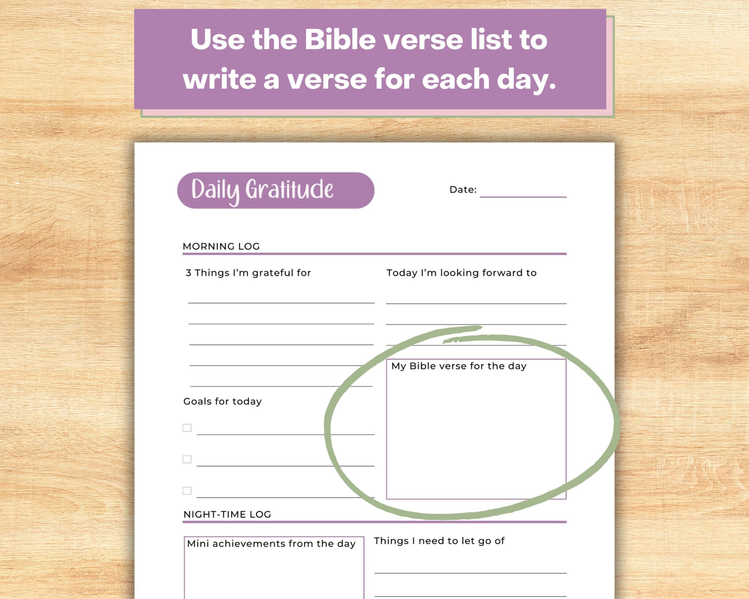 Printable Christian Gratitude Journal: Daily Bible Verses, Scripture ...