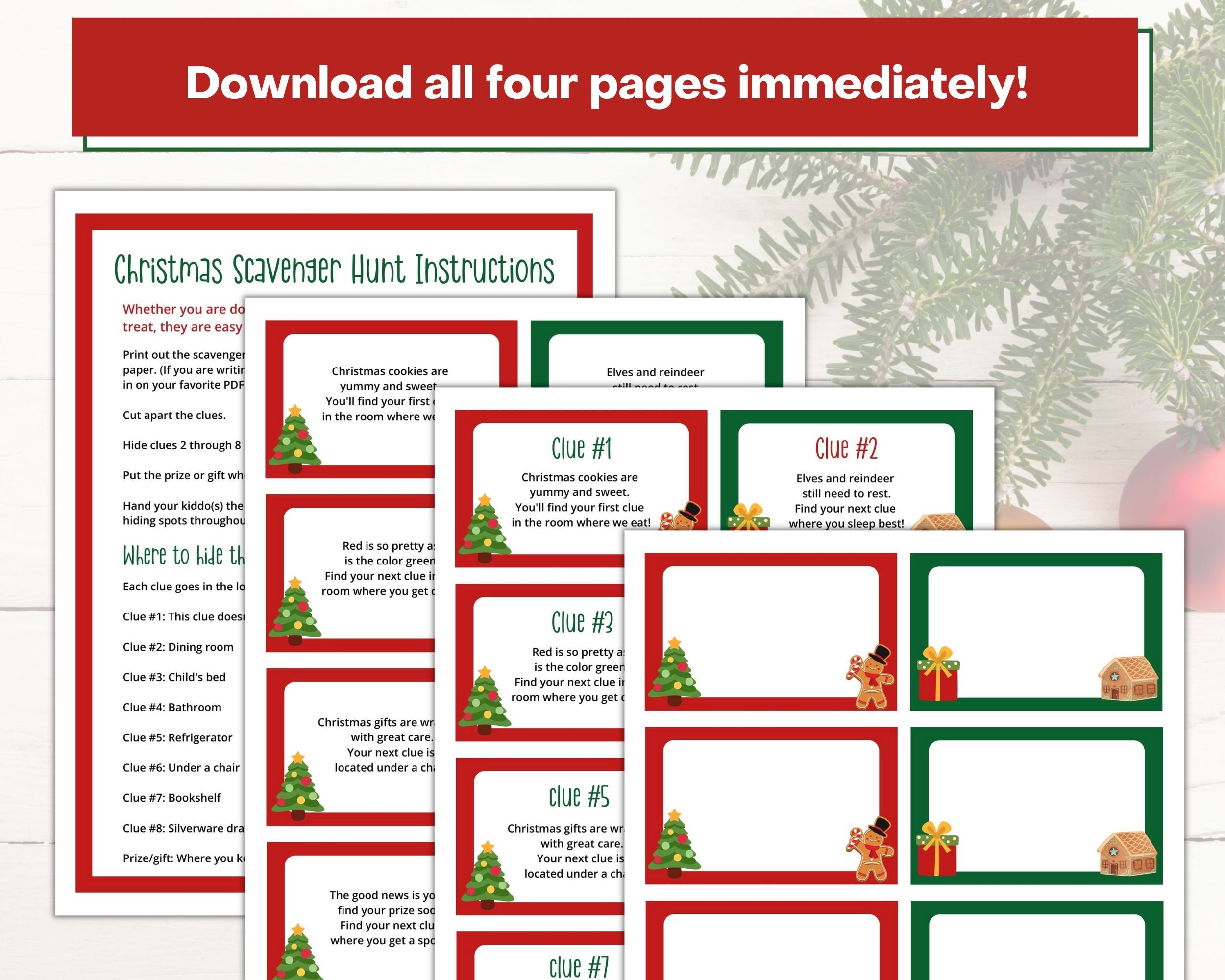 Indoor Christmas Scavenger Hunt | Indoor Christmas Treasure Hunt ...