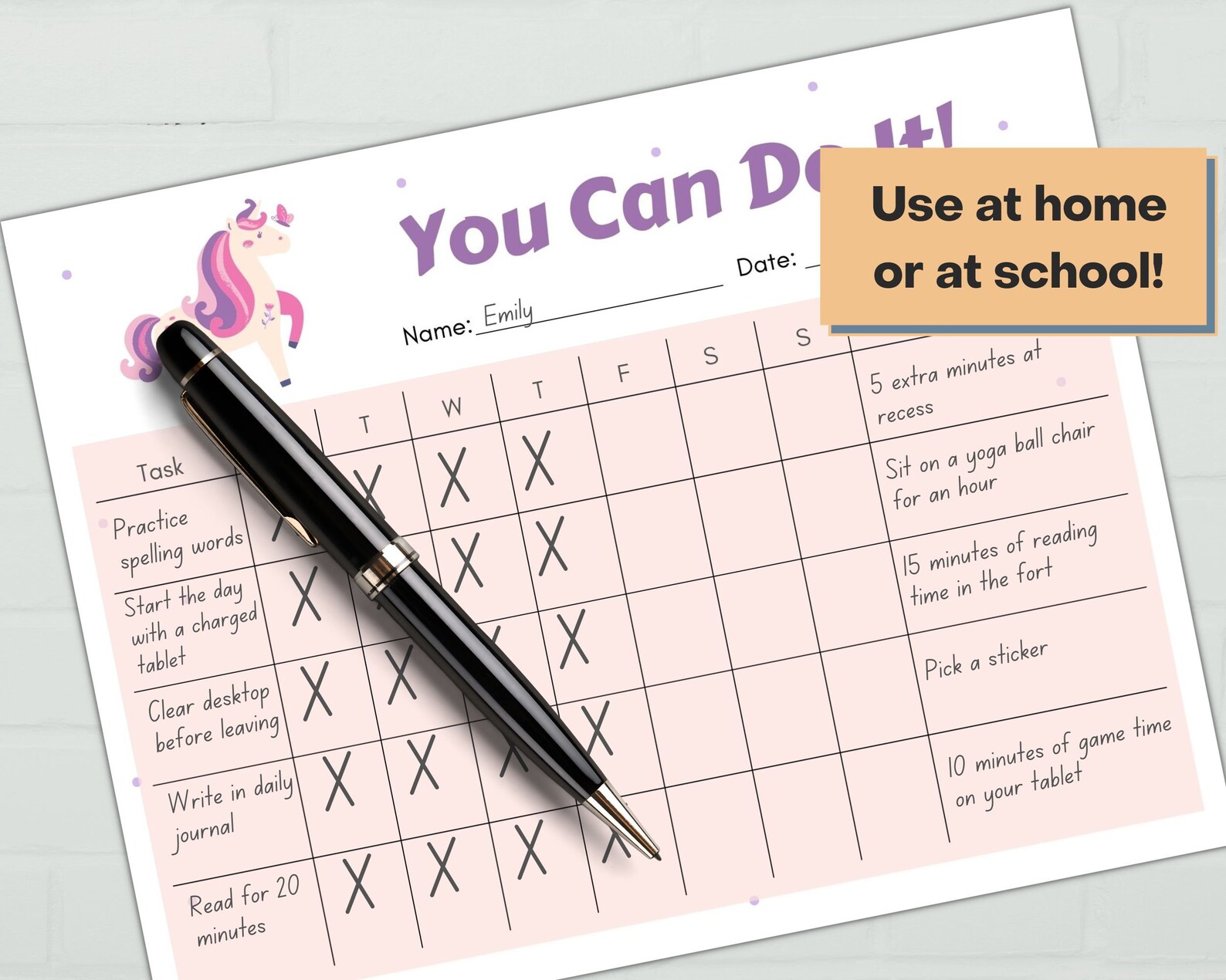 Unicorn Reward Chart for Children Printable, Behavior Chart, Daily ...