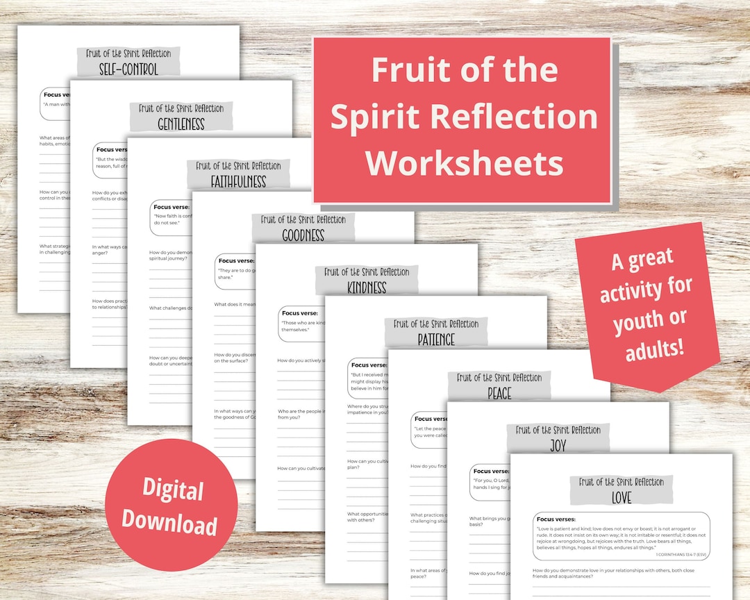 Printable Fruit of the Spirit Reflection Worksheets for Adults and ...