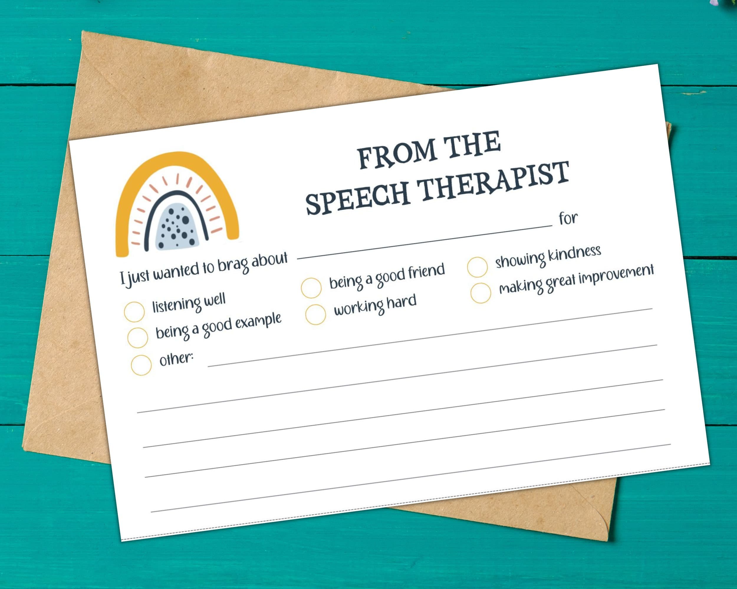 Speech Therapist Office Note Printable Boho School Speech Therapy Note ...