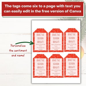 Christmas Treat Tag, Christmas Cookie Tag, Holiday Gift Tag, Christmas ...