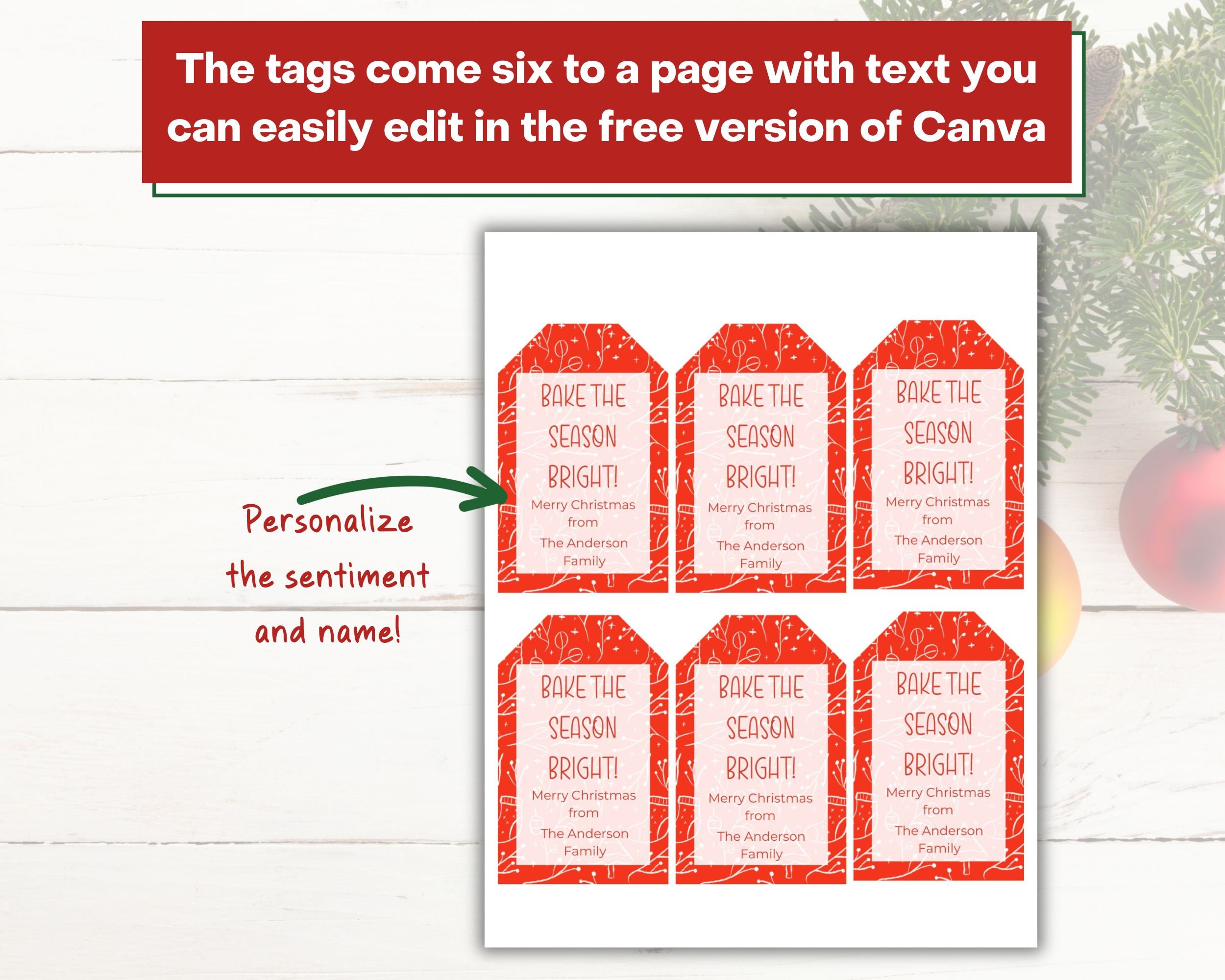 Christmas Treat Tag, Christmas Cookie Tag, Holiday Gift Tag, Christmas ...