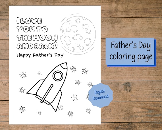 Printable Fathers Day Coloring Page Card Love You to the | Etsy