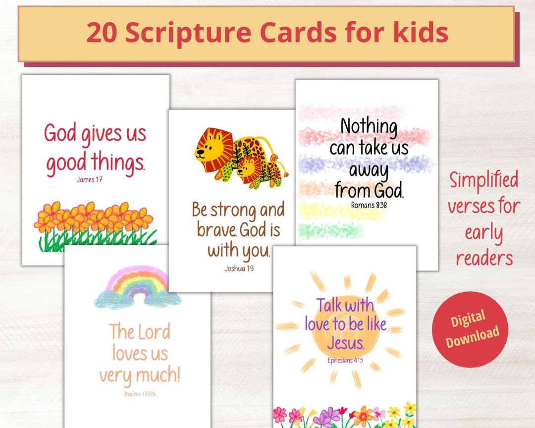 Scripture Cards for Kids Printable, Bible Verses for Children, Lunchbox ...