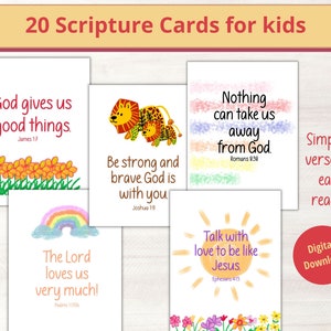 Scripture Cards for Kids Printable Bible Verses for Children - Etsy