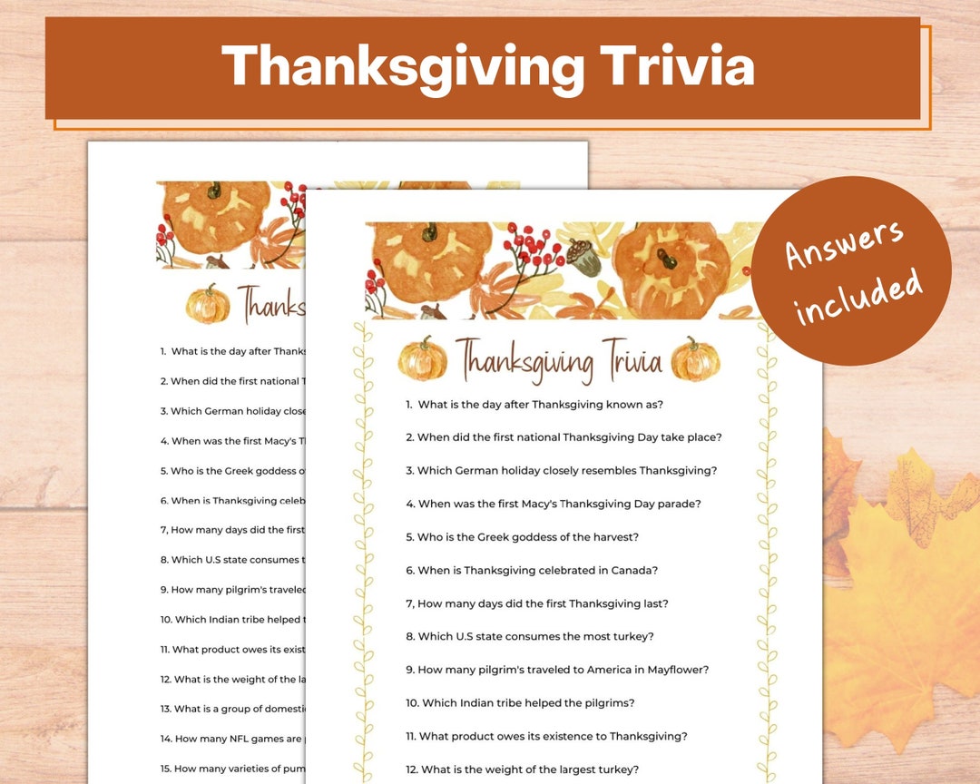 Thanksgiving Games Printable | Thanksgiving Trivia | Thanksgiving Class ...