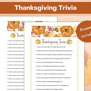 Thanksgiving Games Printable | Thanksgiving Trivia | Thanksgiving Class ...