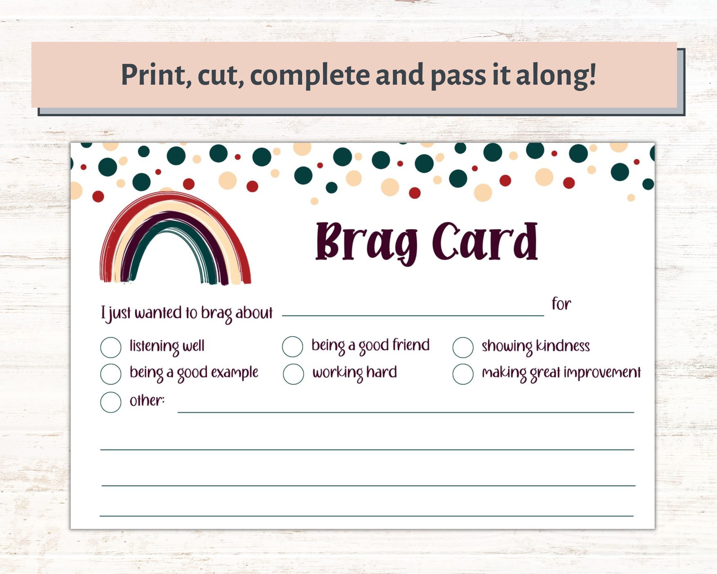 Brag Card Printable, School Counselor Office Note, Teacher Note ...