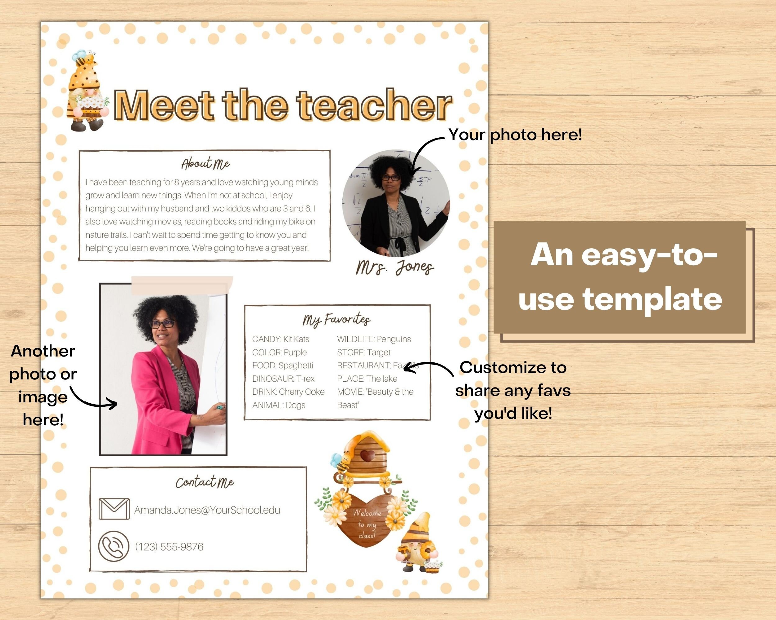 Meet the Teacher Template Gnome Meet the Teacher Bee Meet - Etsy