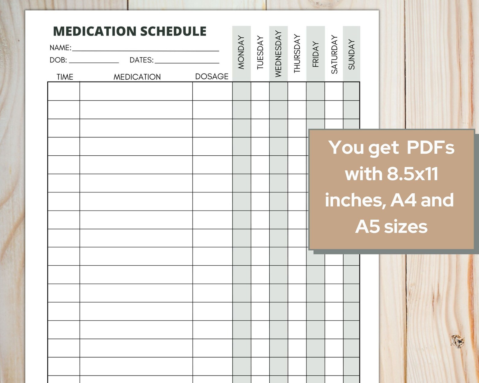 Medication Schedule Printable | | Medication Tracker | Health Records ...