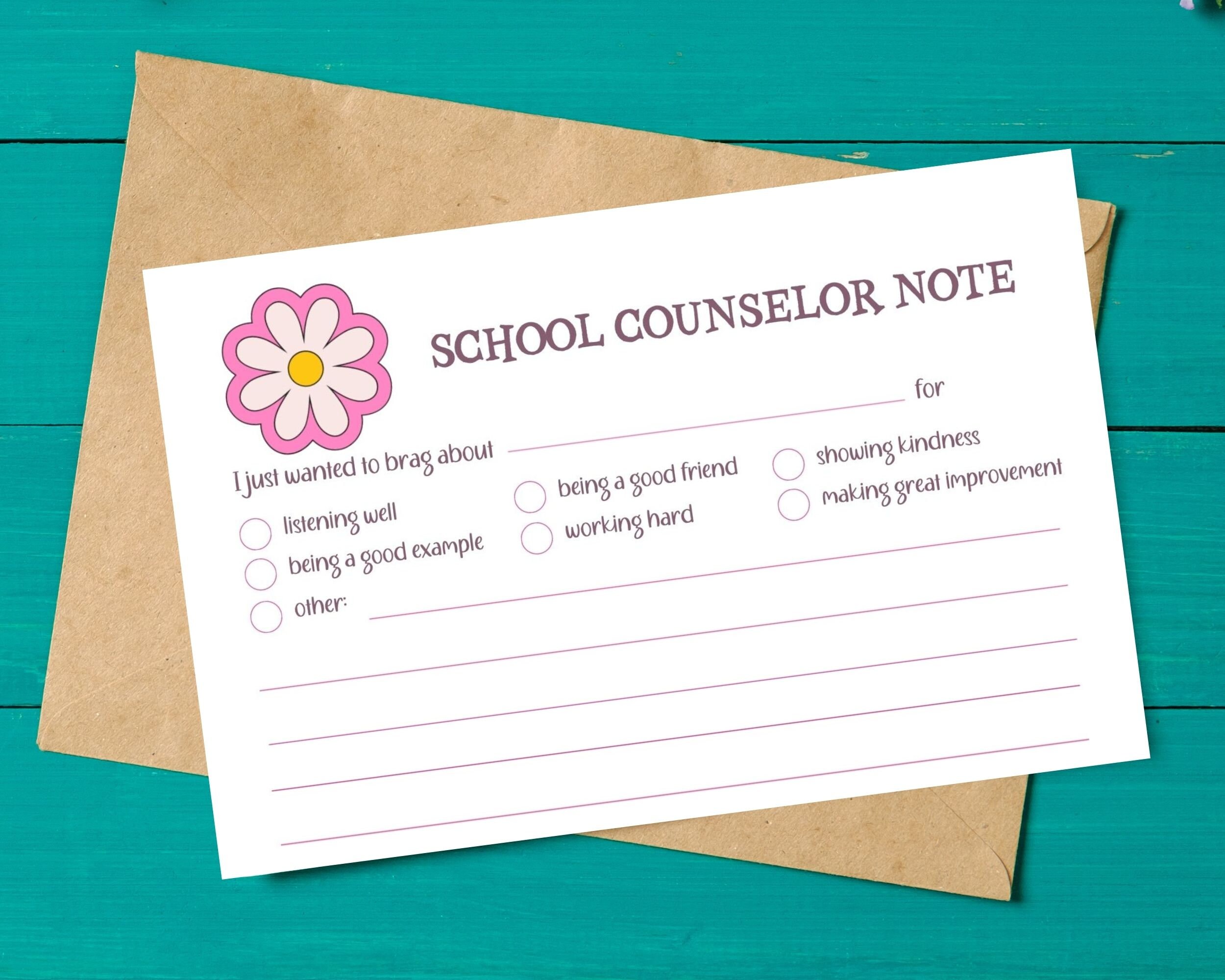 School Counselor Office Note Printable Bright Pink Daisy School ...