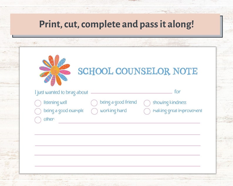 School Counselor Office Note Printable | Daisy School Counselor Décor ...