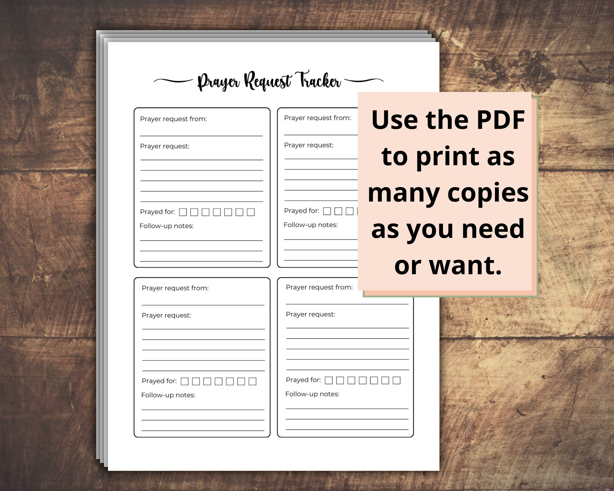 Prayer Request Journal Printable: Church Tracker Template (digital ...