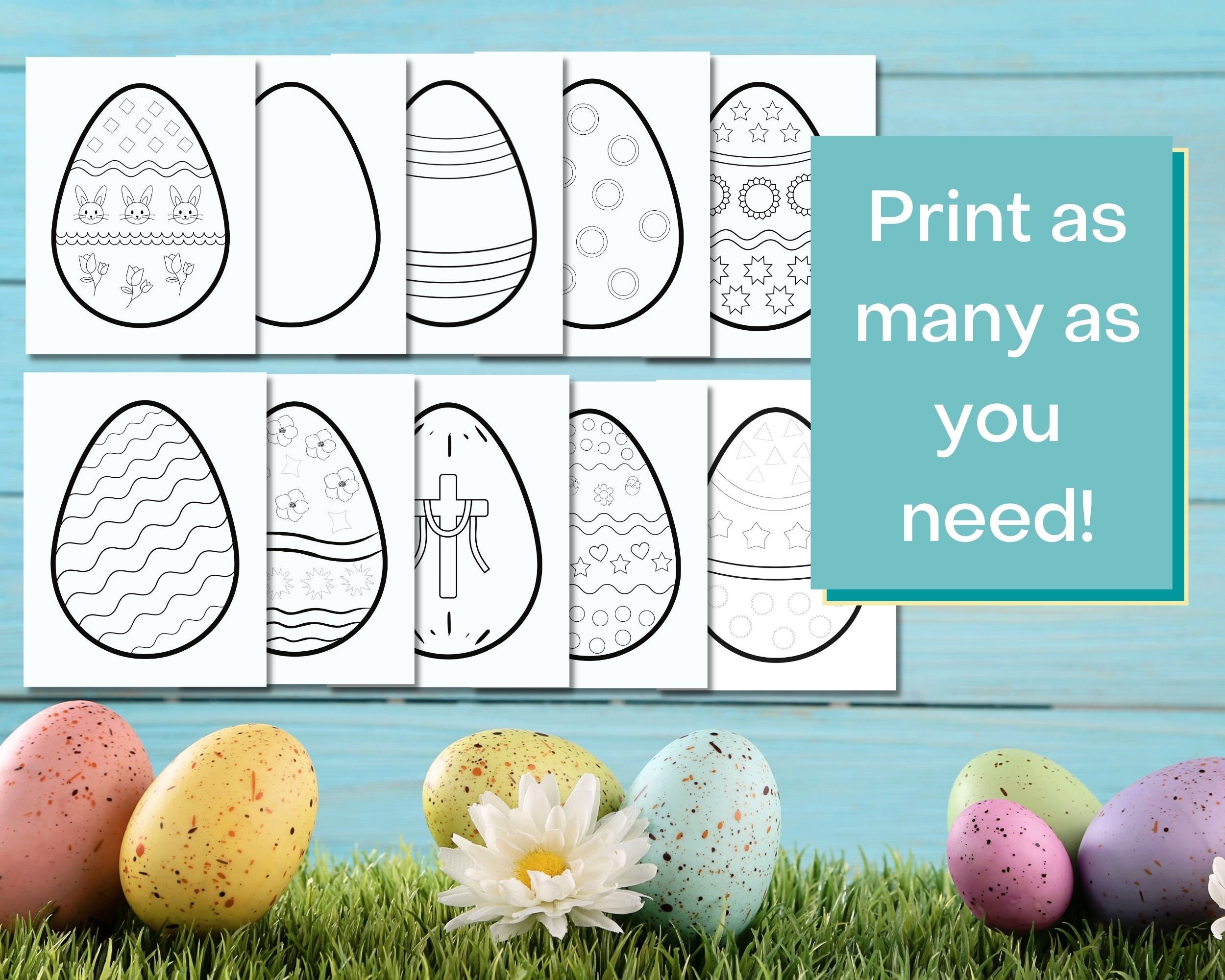 10 Printable Easter Egg Coloring Pages, Easter Activity for Kids ...