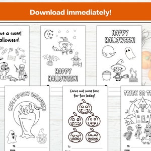 Halloween Coloring Cards Printable | Halloween Class Party Activity ...