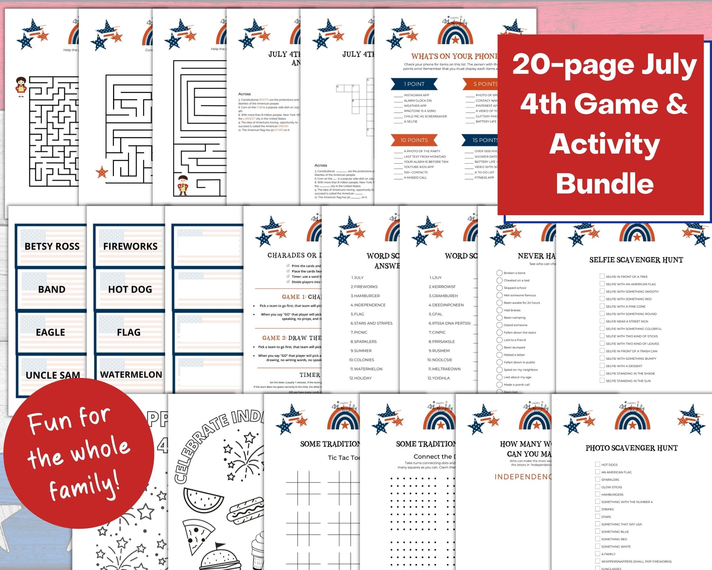 4th of July Games July 4th Family Games July 4th Game - Etsy