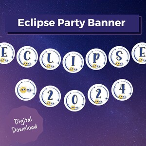 Printable Eclipse 2024 Party Banner Eclipse Party Décor Eclipse Banner ...