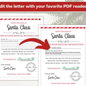 Letter From Santa for Nice List and Good Behavior Printable | Nice List ...