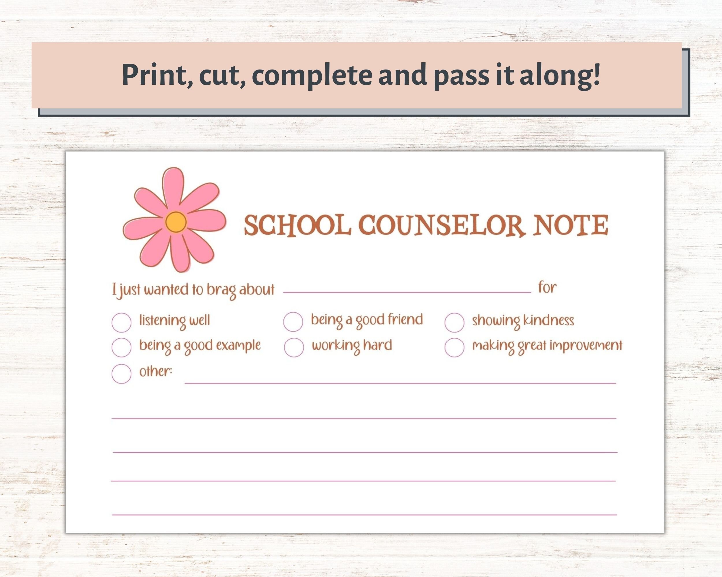 School Counselor Office Note Printable Pink School Counselor Décor ...