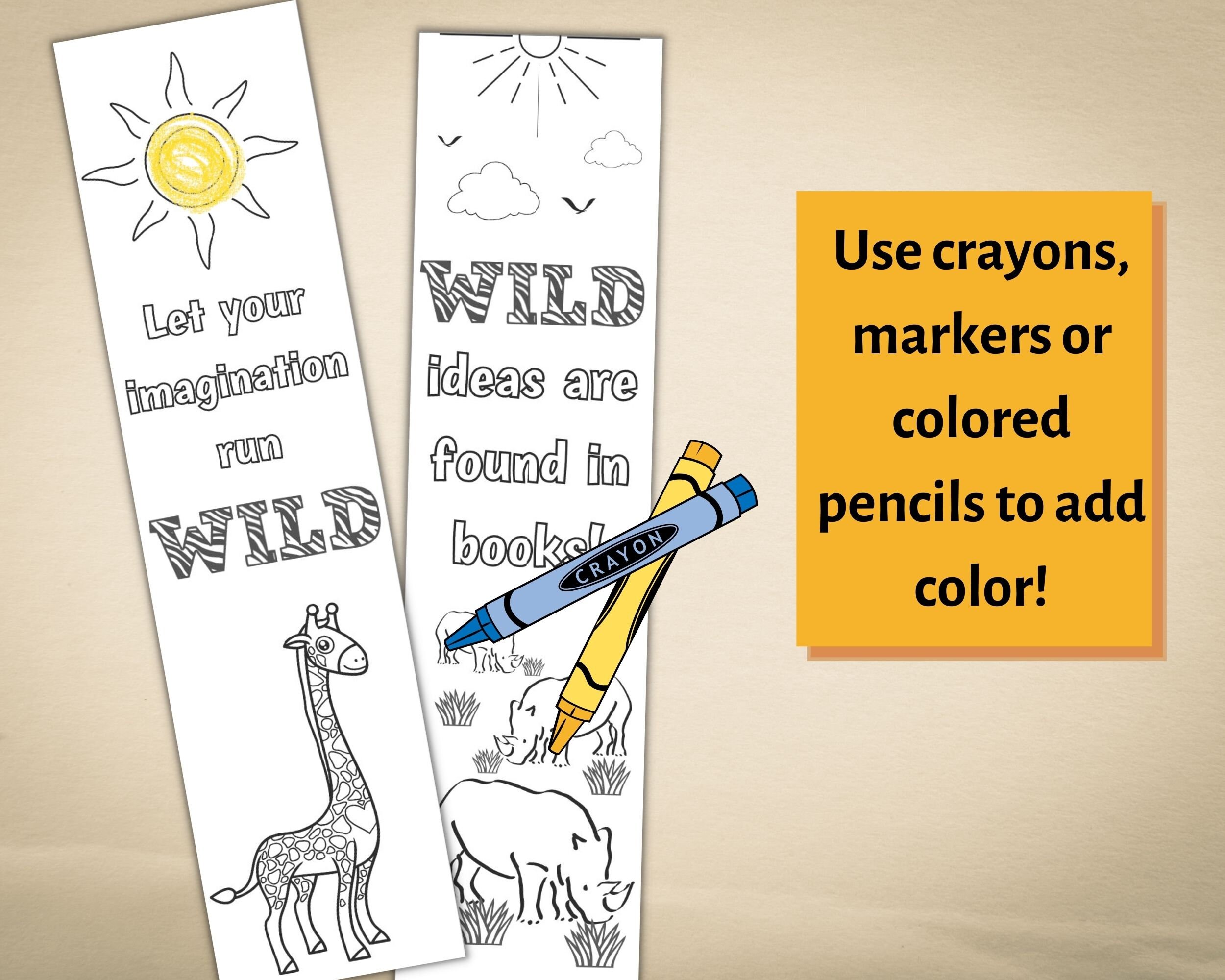 Printable Coloring Bookmarks for Kids Safari Bookmarks - Etsy UK