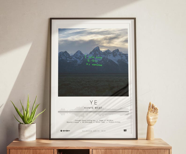 Kanye West Poster | Ye Poster | Album Poster Prints | Wall Decor ...