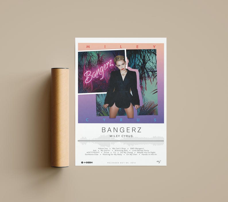Miley Cyrus Poster | Bangerz Poster | Album Poster Prints | Wall Decor ...