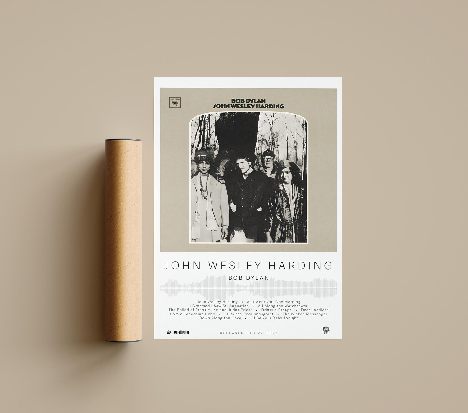 Bob Dylan Poster | John Wesley Harding Poster | Album Poster Prints ...