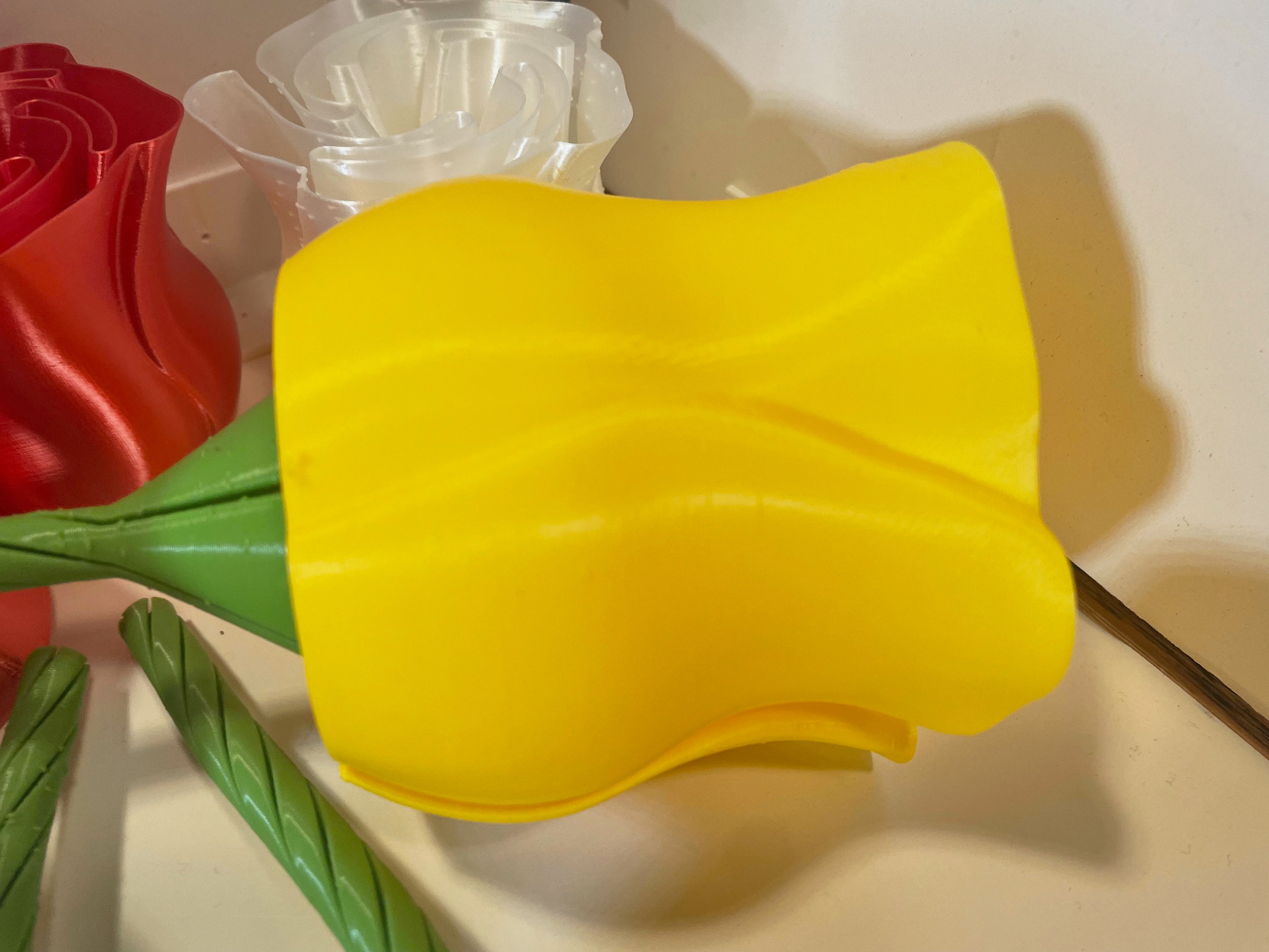 3d Printed Rose W/ Stem Flower Valentine's Day Artificial Plastic ...